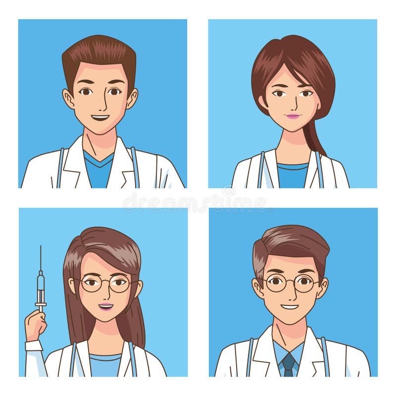 Group of Professionals Doctors with Stethoscopes Characters Stock ...