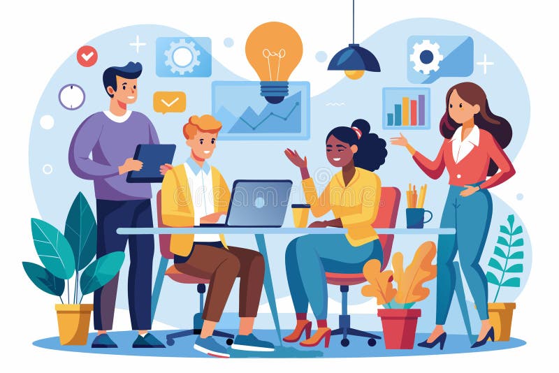 A Group of Professionals Engages in Collaborative Brainstorming at a ...