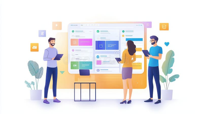 Collaborative Team Meeting Office Space Digital Interaction Modern ...