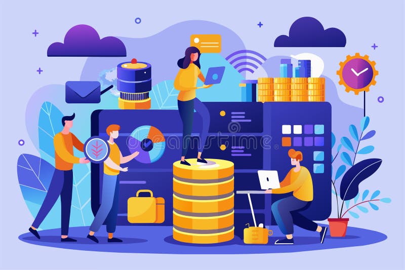 A Group of Professionals Engages in Saving Data To Big Data Systems ...