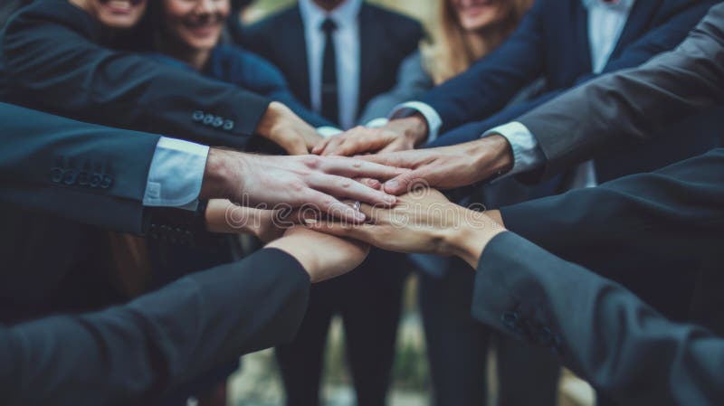A Group of Professionals Placing Their Hands Together in a Unified ...