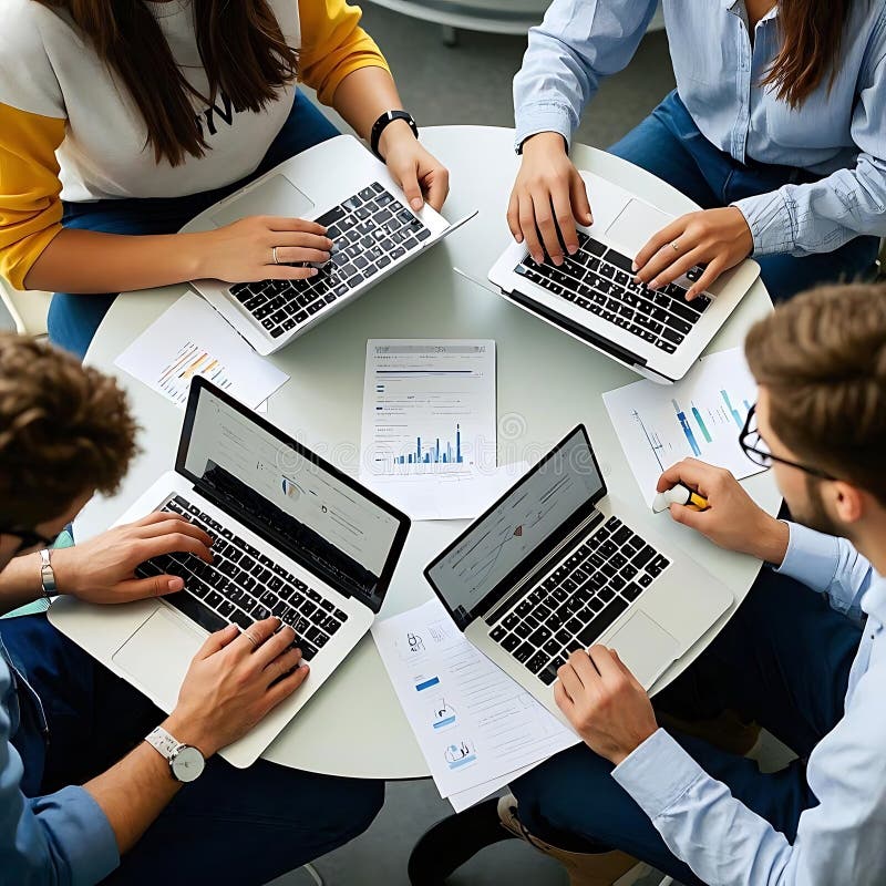 A Group of Professionals Sits Around a Circular Table in a Modern ...