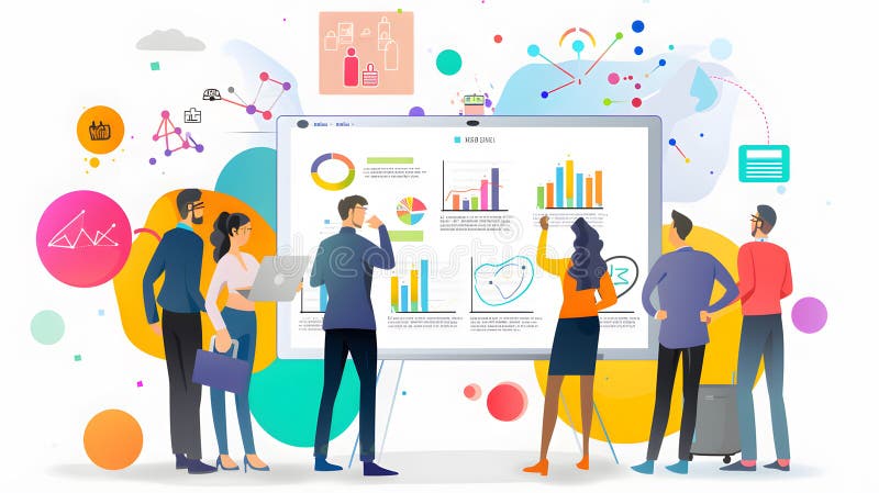 Group of Professionals Standing Around a Digital, Creative Business ...