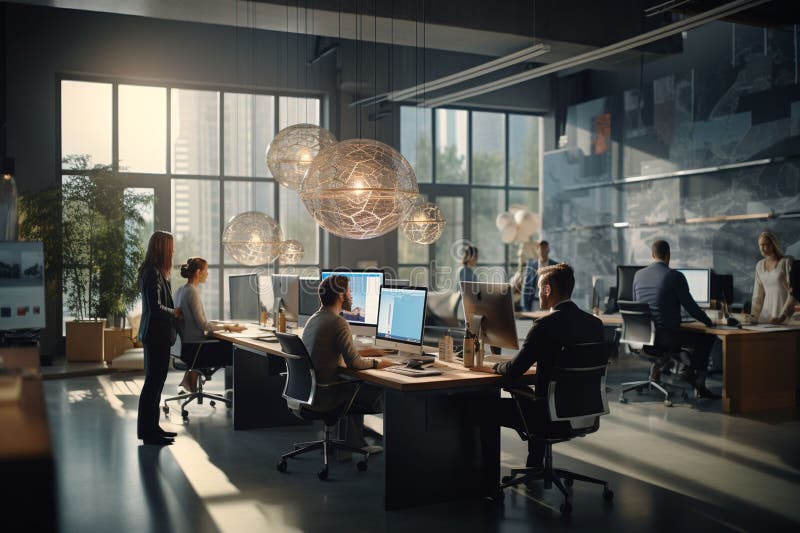 Group of Professionals Working Together in a Stock Illustration ...