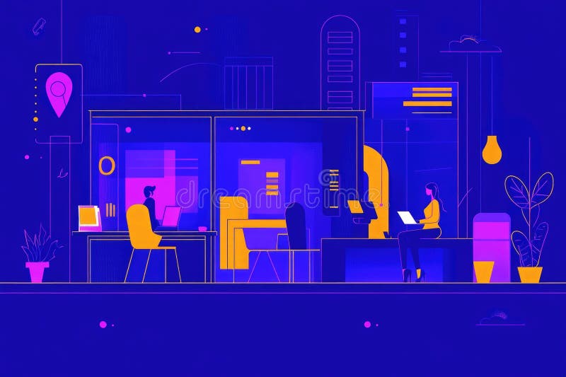 Group of Professionals Working Together on Laptops in a Modern Office ...