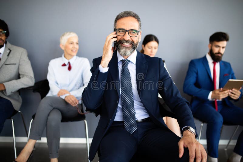 Group of Proffesional Business People Communicating in Modern Office ...