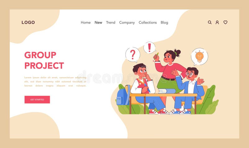 Group Project Concept. Flat Vector Stock Vector - Illustration of ...