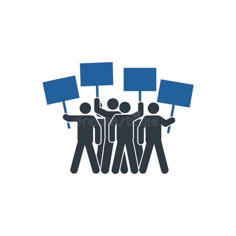 Group Protest Holding Signs Icon Stock Vector - Illustration of symbol ...
