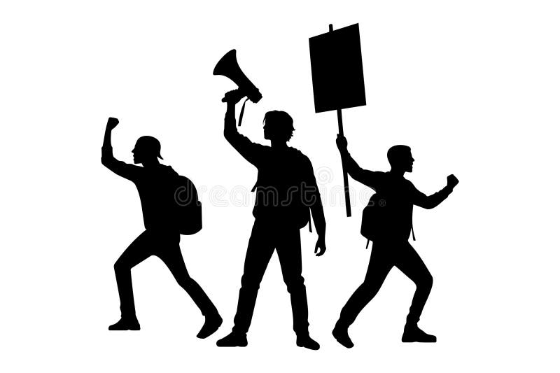 Group of Protesters Silhouette Stock Vector - Illustration of social ...