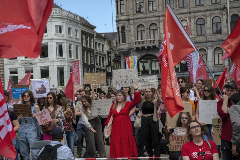 Group of Protesters at Student Demonstration at Amsterdam the ...