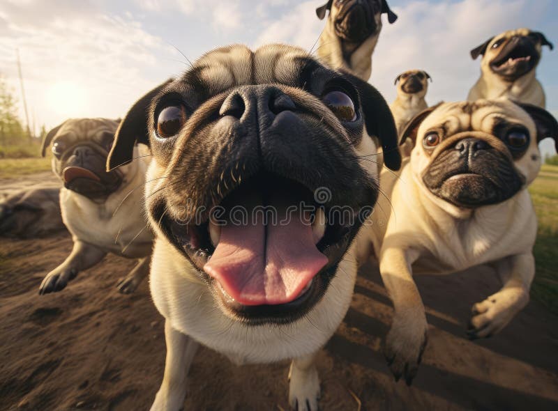 A group of pugs stock image. Image of adorable, breed - 290945315