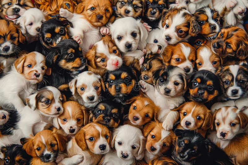 Group of Puppies are Huddled Together in a Pile Stock Photo - Image of ...