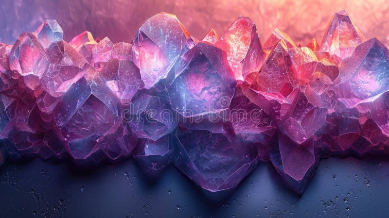 Group of Purple Crystals on Table Stock Photo - Image of gemstones ...