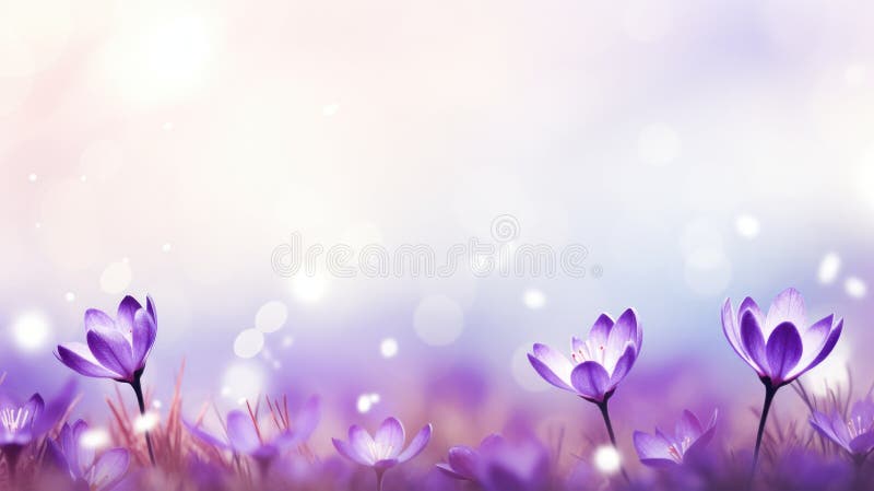 A Group of Purple Flowers in a Field, Header, Footer, Panoramic Banner ...