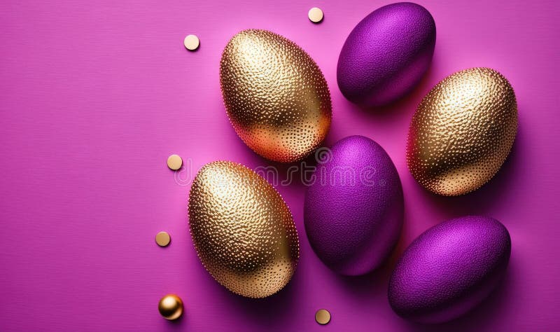 A Group of Purple and Gold Eggs on a Purple Surface. Generative Ai ...