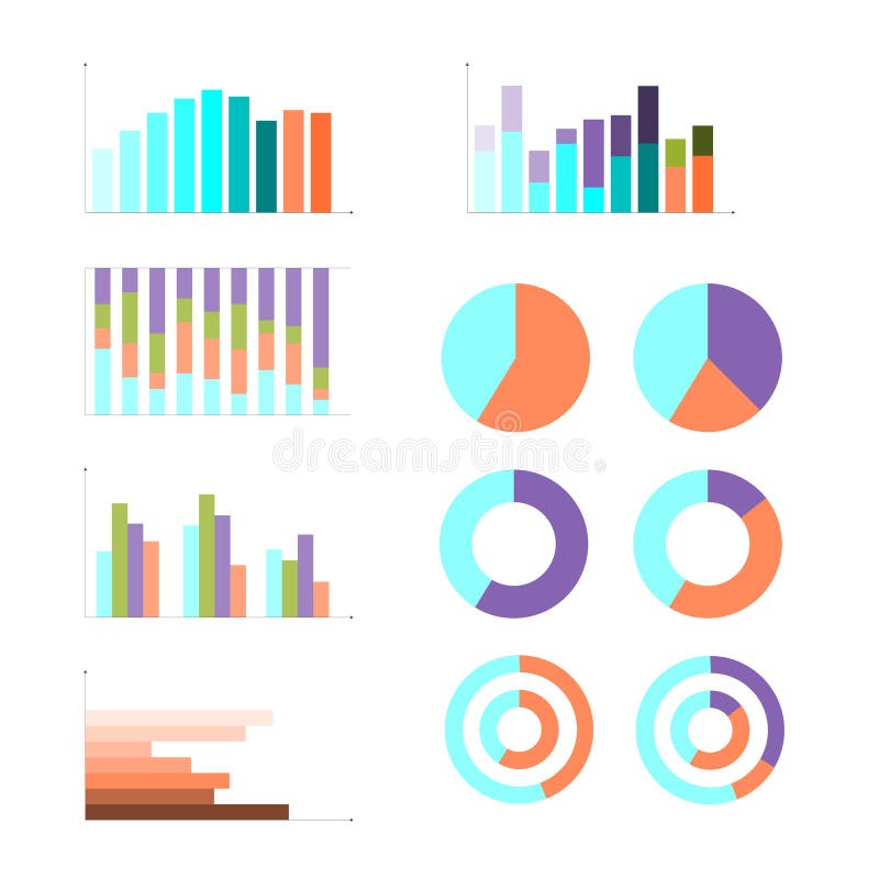 Graphs Flat Icons Set stock vector. Illustration of market - 72973844