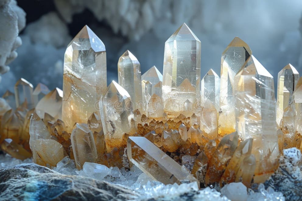 Group of Quartz Crystals Forming in a Cave Formation Stock Photo ...