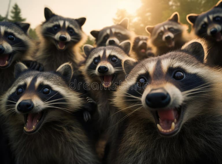 A group of raccoons stock illustration. Illustration of game - 289735576