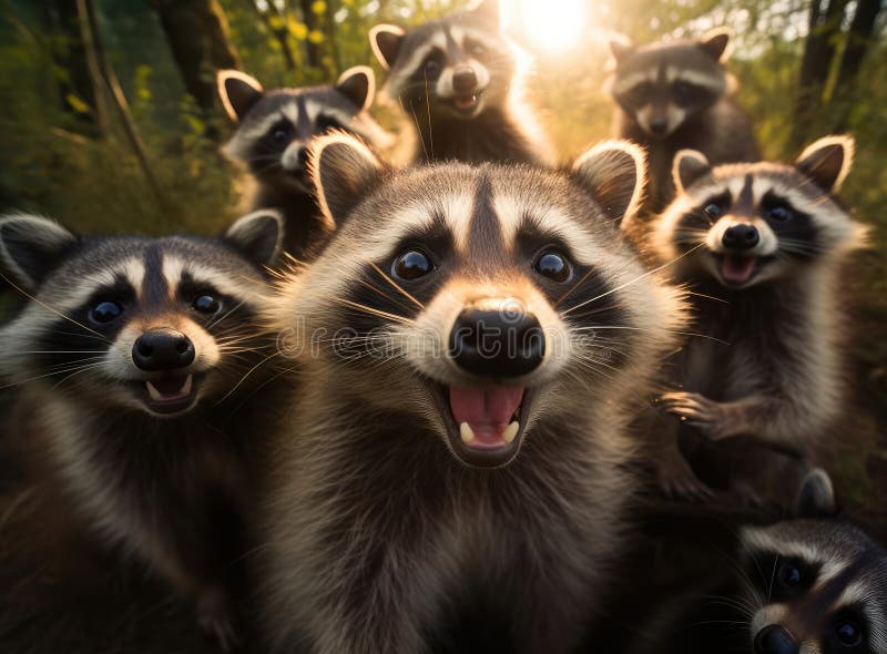 A group of raccoons stock image. Image of isolated, baby - 289742015