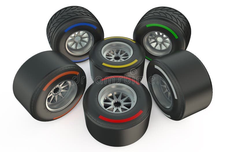 Racing Car Wheels - Side View Stock Illustration - Illustration of ...