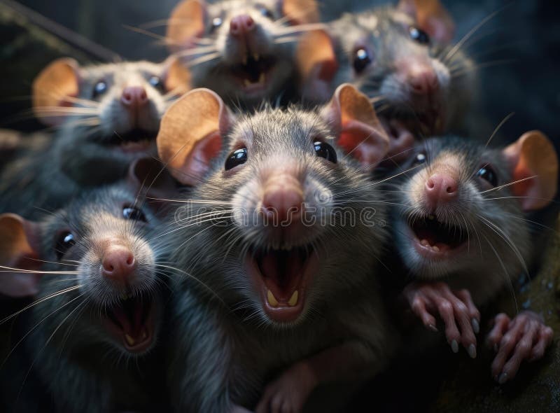 A Group of Rats Looking at the Camera Stock Image - Image of front ...