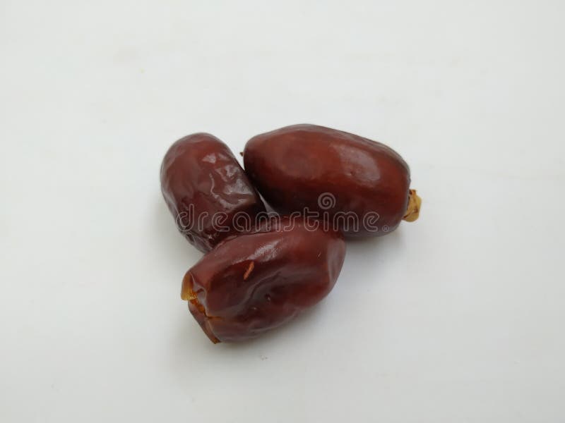 Group of Raw Dry Dates Brown Color Fruit Isolated on White Background ...