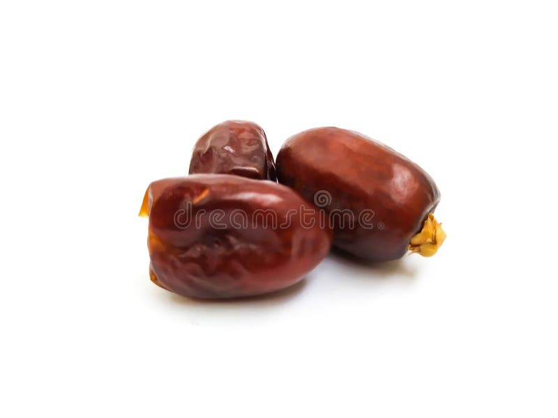 Group of Raw Dry Dates Brown Color Fruit Isolated on White Background ...