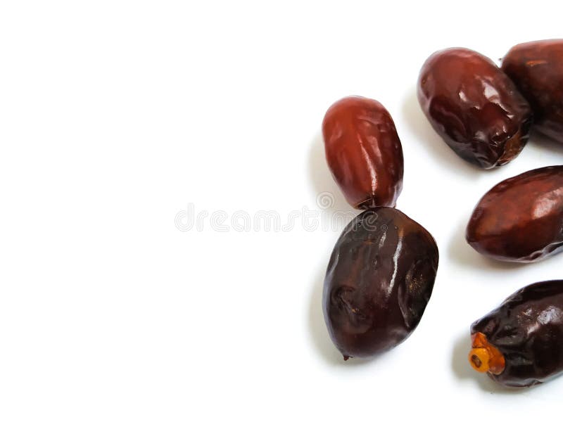 Group of Raw Dry Dates Brown Color Fruit Isolated on White Background ...