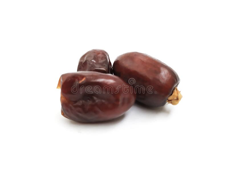 Group of Raw Dry Dates Brown Color Fruit on White Background Stock ...