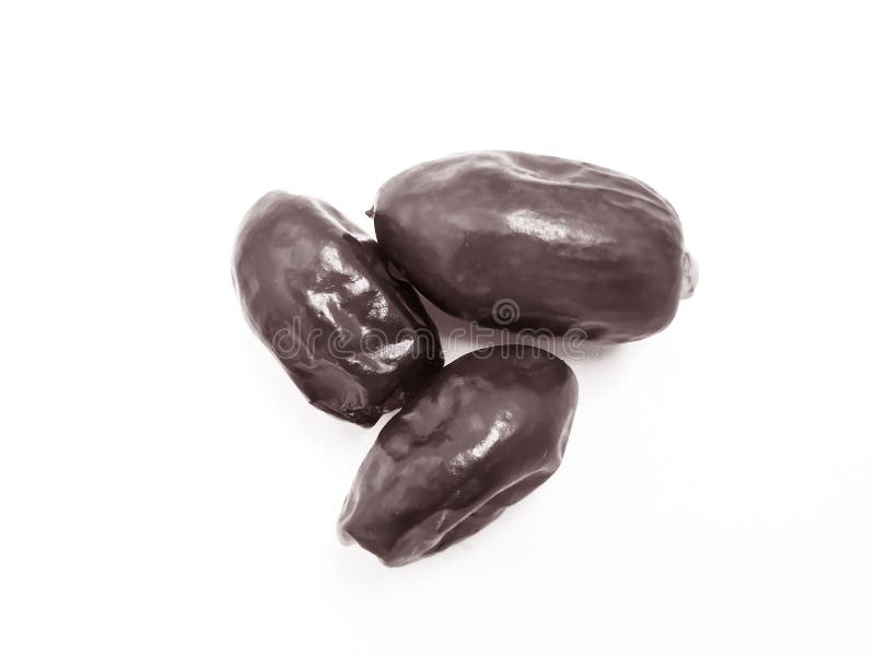 Group of Raw Dry Dates Brown Color Fruit on White Background Stock ...