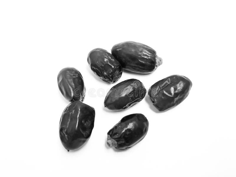 Group of Raw Dry Dates Brown Color Fruit Isolated on White Background ...