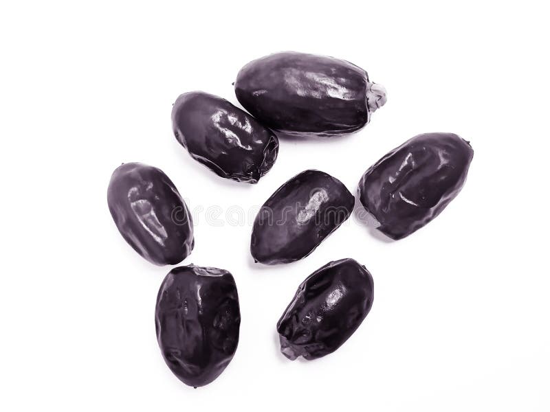 Group of Raw Dry Dates Brown Color Fruit Isolated on White Background ...