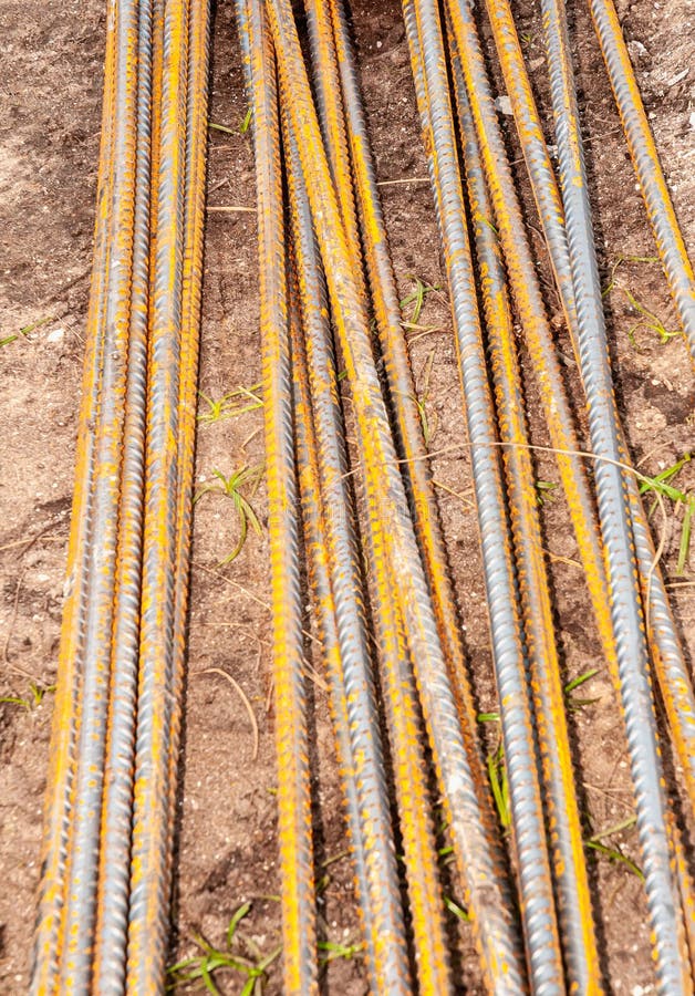 Group of, Rusting Rebars, at Construction Site Stock Photo - Image of ...