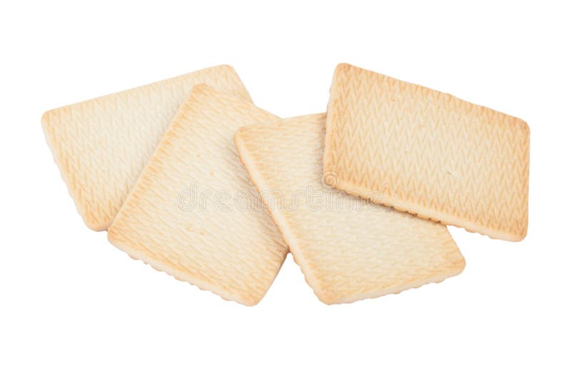 Group of Rectangular Butter Biscuits Isolated on White Background, Top ...