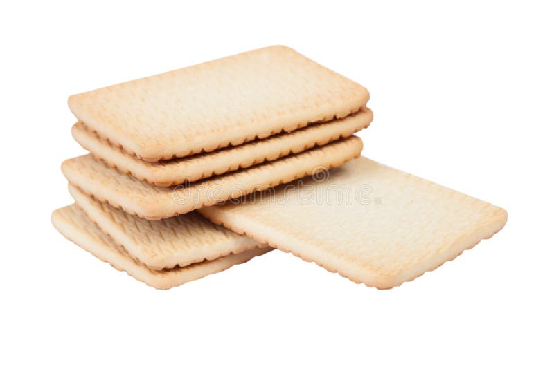 Group of Rectangular Butter Biscuits Isolated on White Background, Top ...