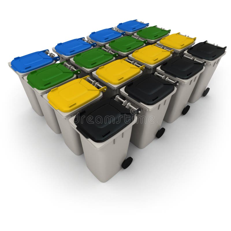 Group of recycling bins stock illustration. Illustration of blue - 10841763