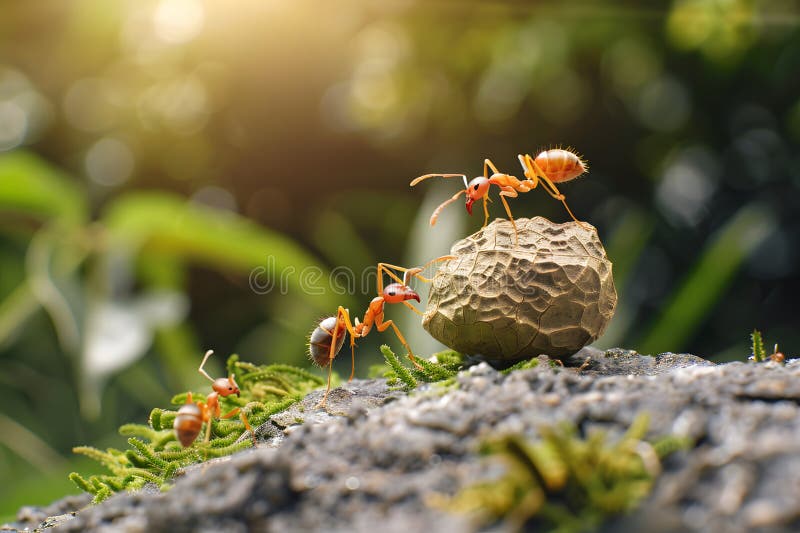 Group of Red Ants Carrying Food, Teamwork and Cooperation Concept Stock ...