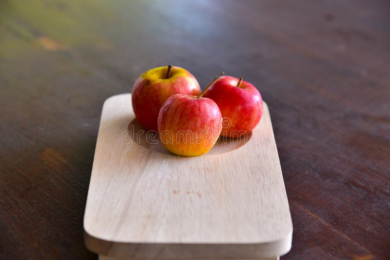 Group of Red Apples on Wood Tray Stock Photo - Image of ingredient ...