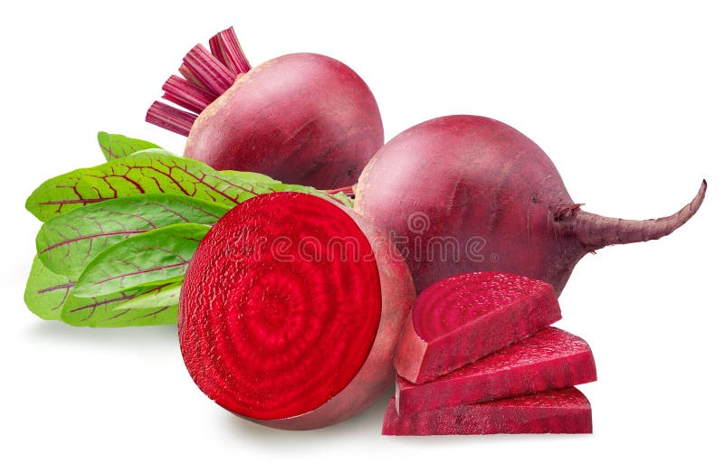 Group of Red Beetroot and Beetroot Slices Isolated on White Background ...
