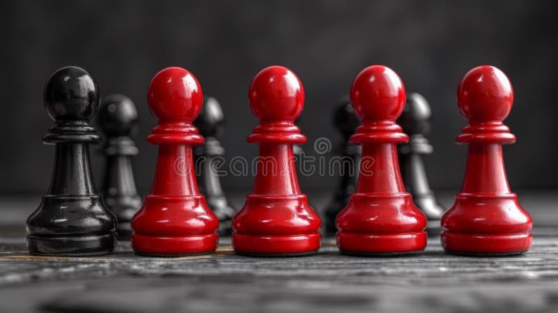 A Group of Red and Black Chess Pieces on a Table, AI Stock Photo ...