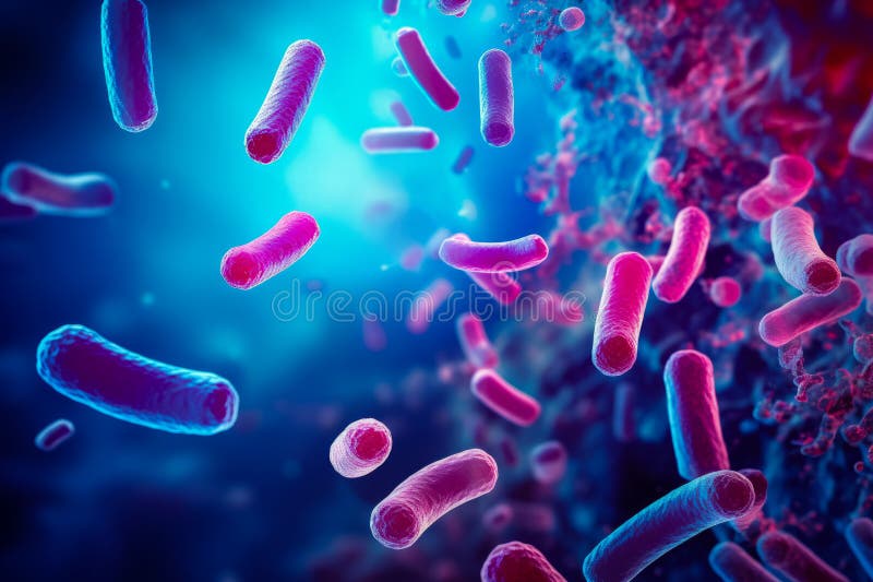 Group of Red and Blue Blood Cells Floating in Blue and Pink Light ...