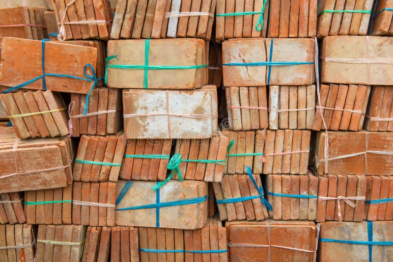 Group of Red Bricks for Building Construction Stock Photo - Image of ...