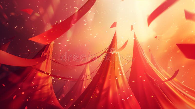 A Group of Red Flags Flapping in the Breeze Stock Photo - Image of ...