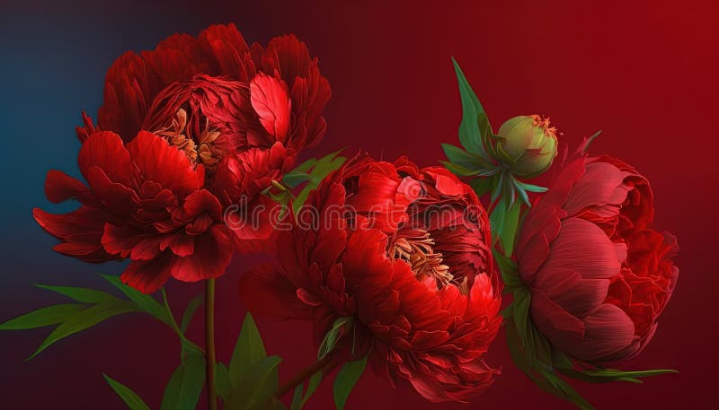 A Group of Red Flowers on a Red and Blue Background Stock Illustration ...