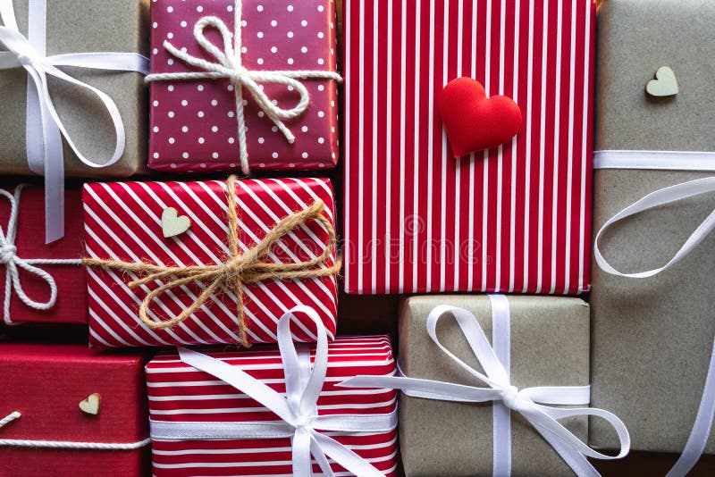 Group of Red Gift Boxes, Special Event Present Concept Stock Photo ...