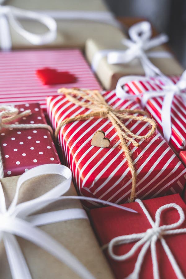 Group of Red Gift Boxes, Special Event Present Concept Stock Image ...