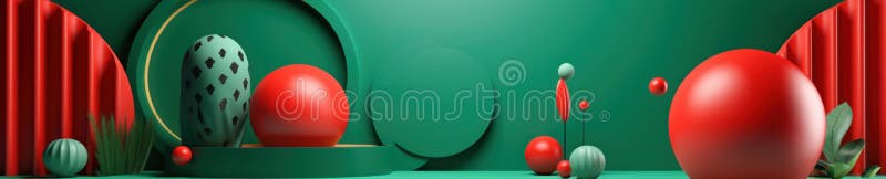 A Group of Red and Green Objects on a Green Surface, AI Stock ...
