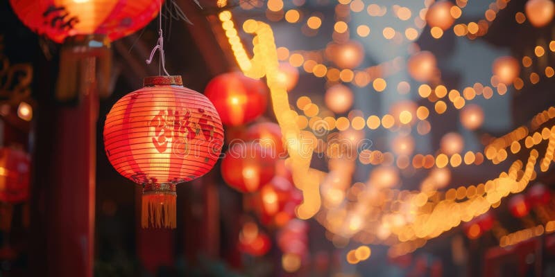 A Group of Red Lanterns Hanging from the Ceiling. Perfect for Adding a ...