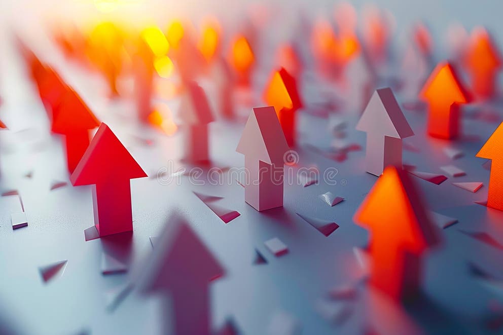 A Group of Red and Orange Arrows Pointing Up in a Row Stock Image ...