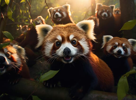 A group of red pandas stock photo. Image of orange, panda - 289750946